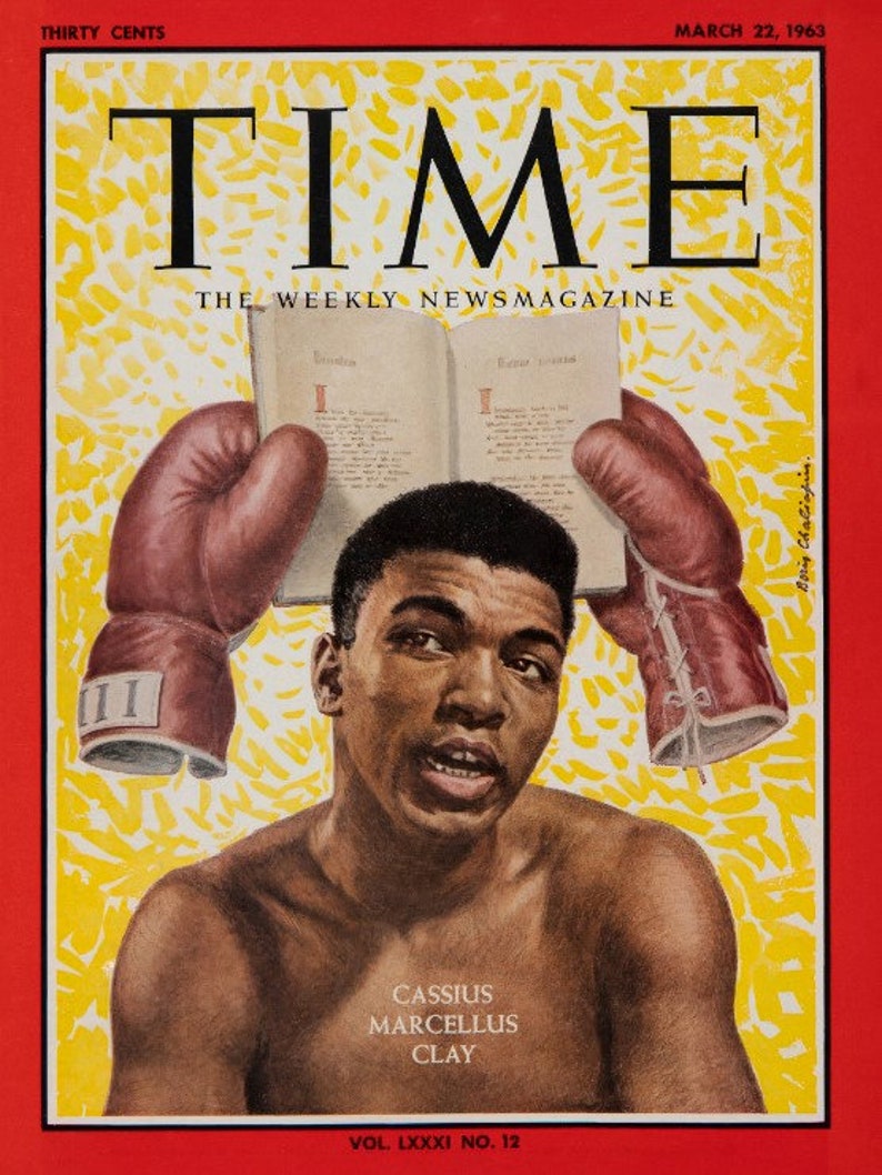 1963 MUHAMMAD ALI Time Magazine Cover Print Cassius Clay - Etsy