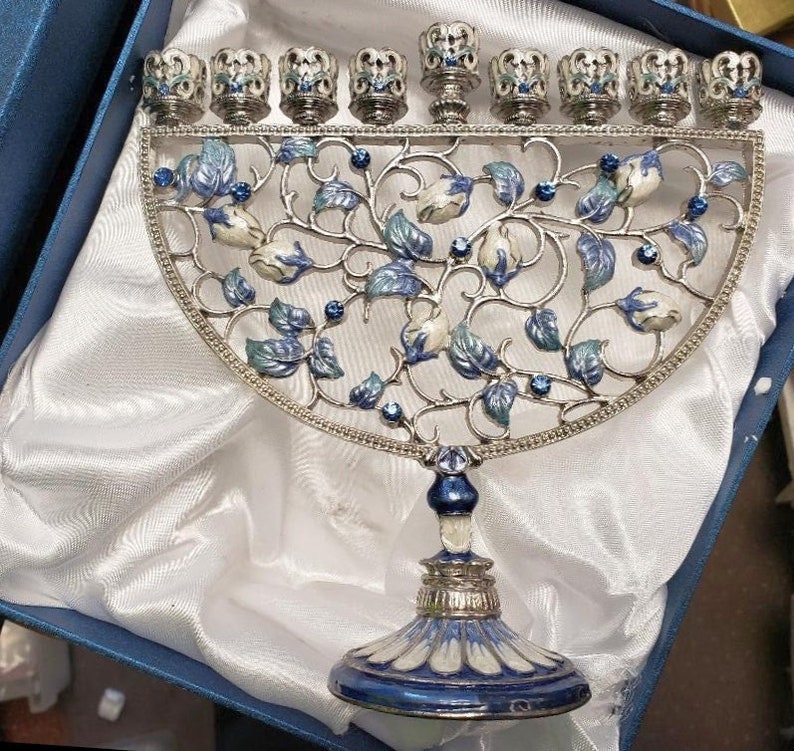 Pomegranate Hanukkah Menorah for Chanukah Bl and White - Etsy