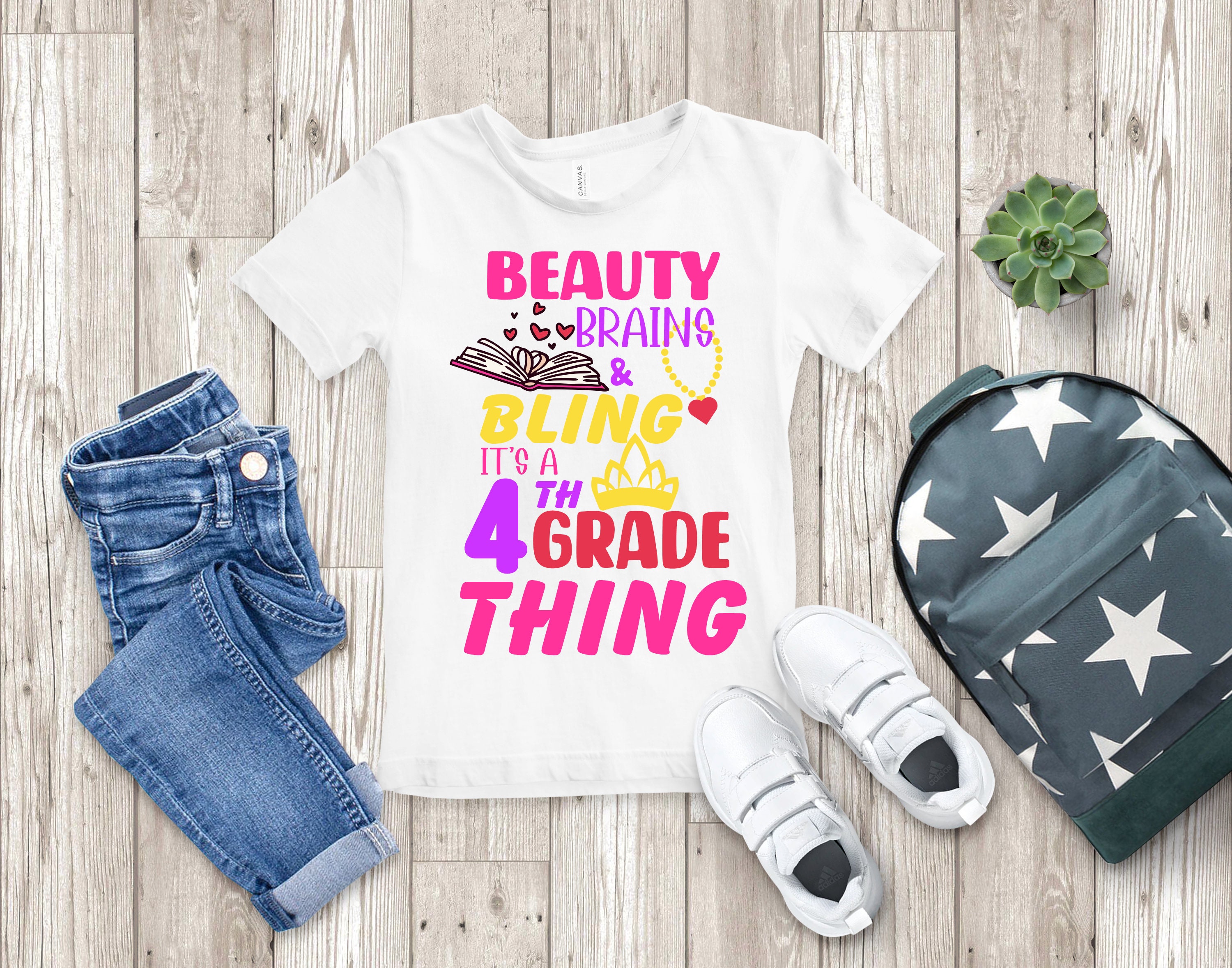 First Day of School Shirt Design, 4th Grade Design, Beauty Brains ...