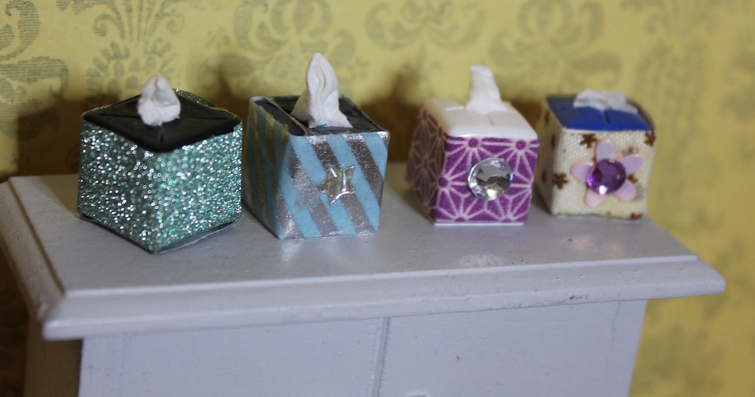 2 Miniature Tissue Boxes/dolls House Box of Tissues/paper Tissue Box - Etsy