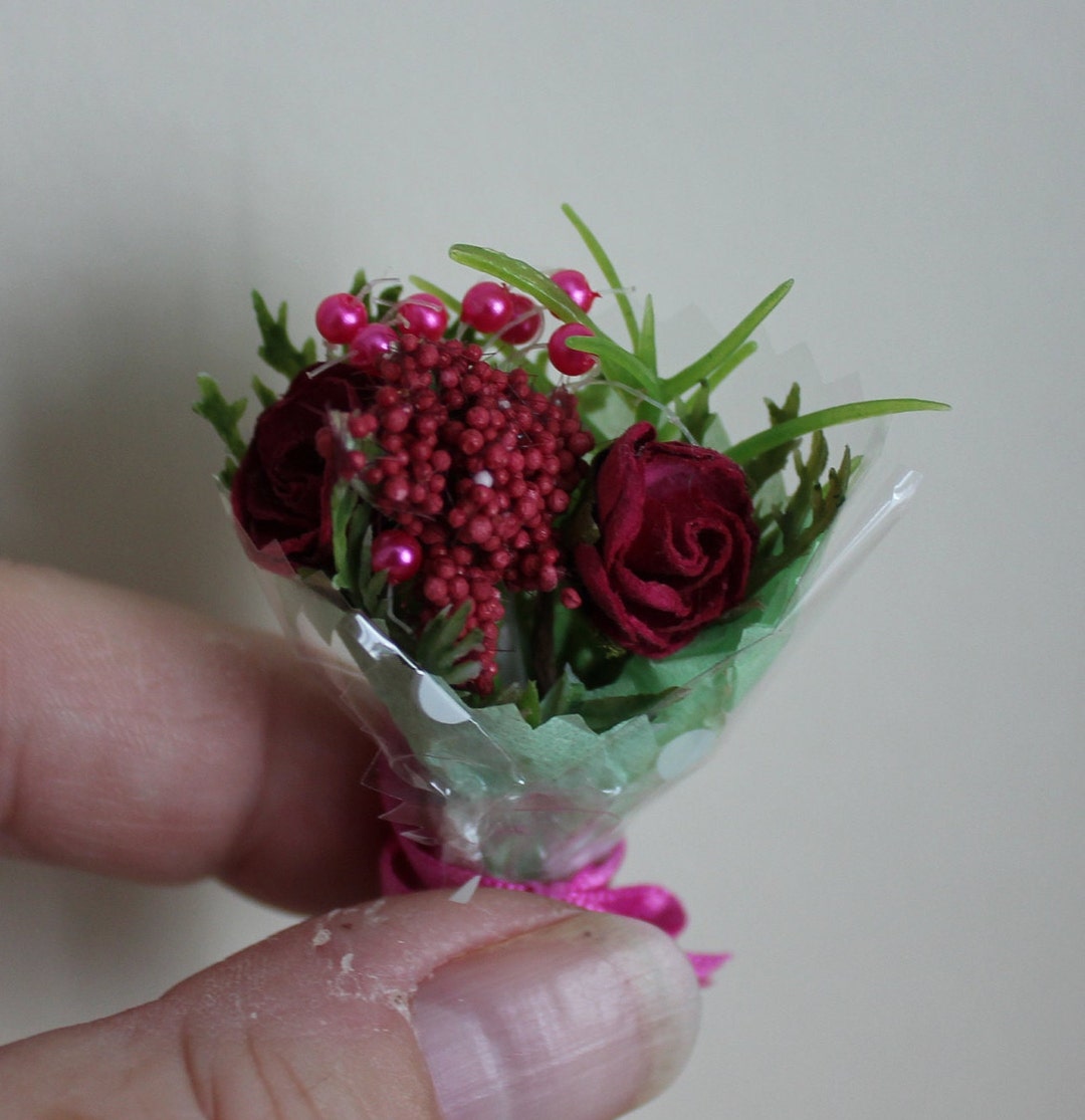 Flower Bouquet/miniature Bouquet of Flowers Wrapped in Paper - Etsy UK