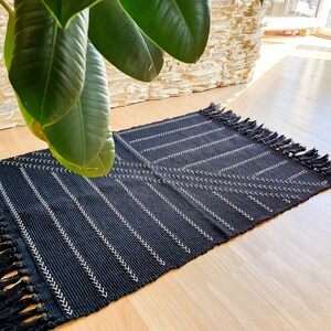 Boho Rug Small Area Rug Black and Cream Rug Tassels Rug - Etsy