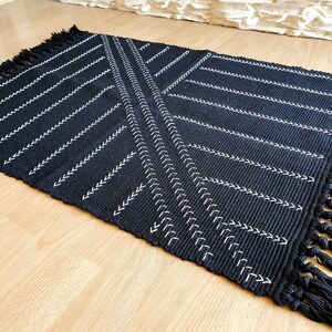 Boho Rug Small Area Rug Black and Cream Rug Tassels Rug - Etsy