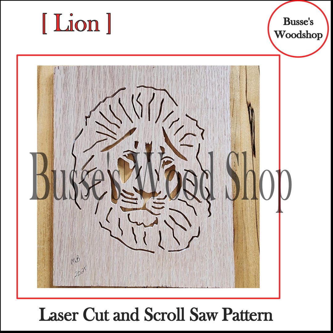 Majestic Lion Scroll Saw Pattern | DIY Woodworking | Template | Detailed Lion Design | Printable ...