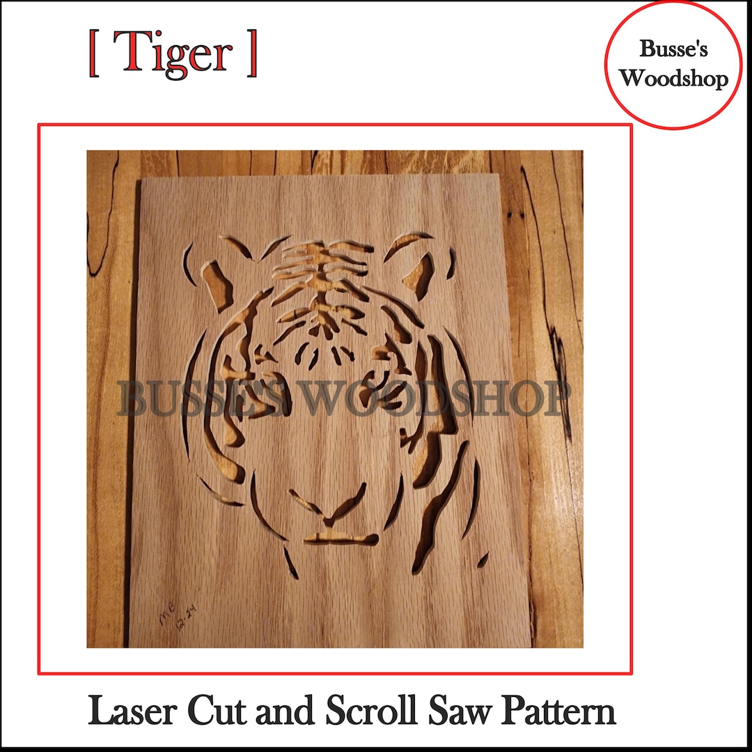 Tiger Scroll Saw Pattern | Detailed Woodworking Template | Wildlife DIY ...