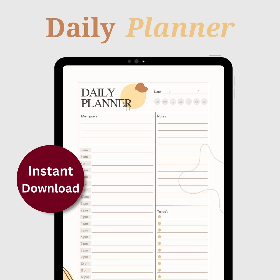 Printable Minimalist Boho Daily Planner, Boho Day Scheduler Instant ...