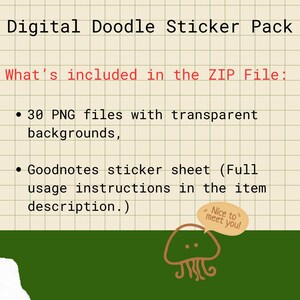 30 PNG Doodle Stickers Bundle - Digital Stickers for Goodnotes, Perfect ...