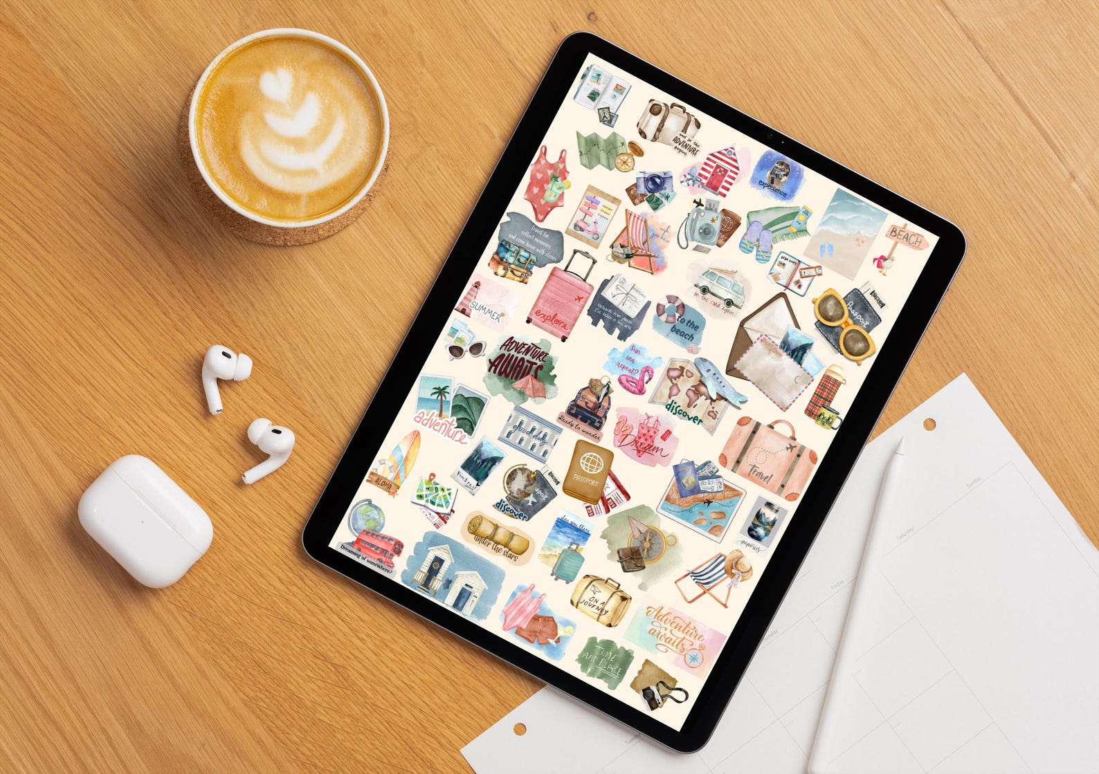 Digital Travel Stickers Pack - 50 Voyage Digital Stickers for Goodnotes ...