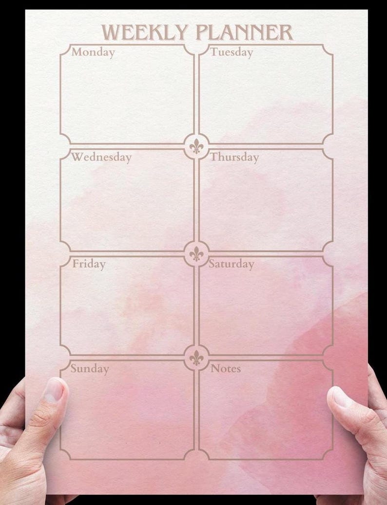 Printable Minimal Weekly Planner, Pink Week Scheduler Instant Download ...