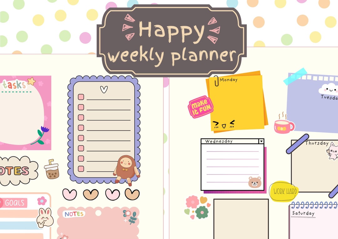 Playful Kids' Printable Weekly Planner, Fun Weekly Planner Printables ...