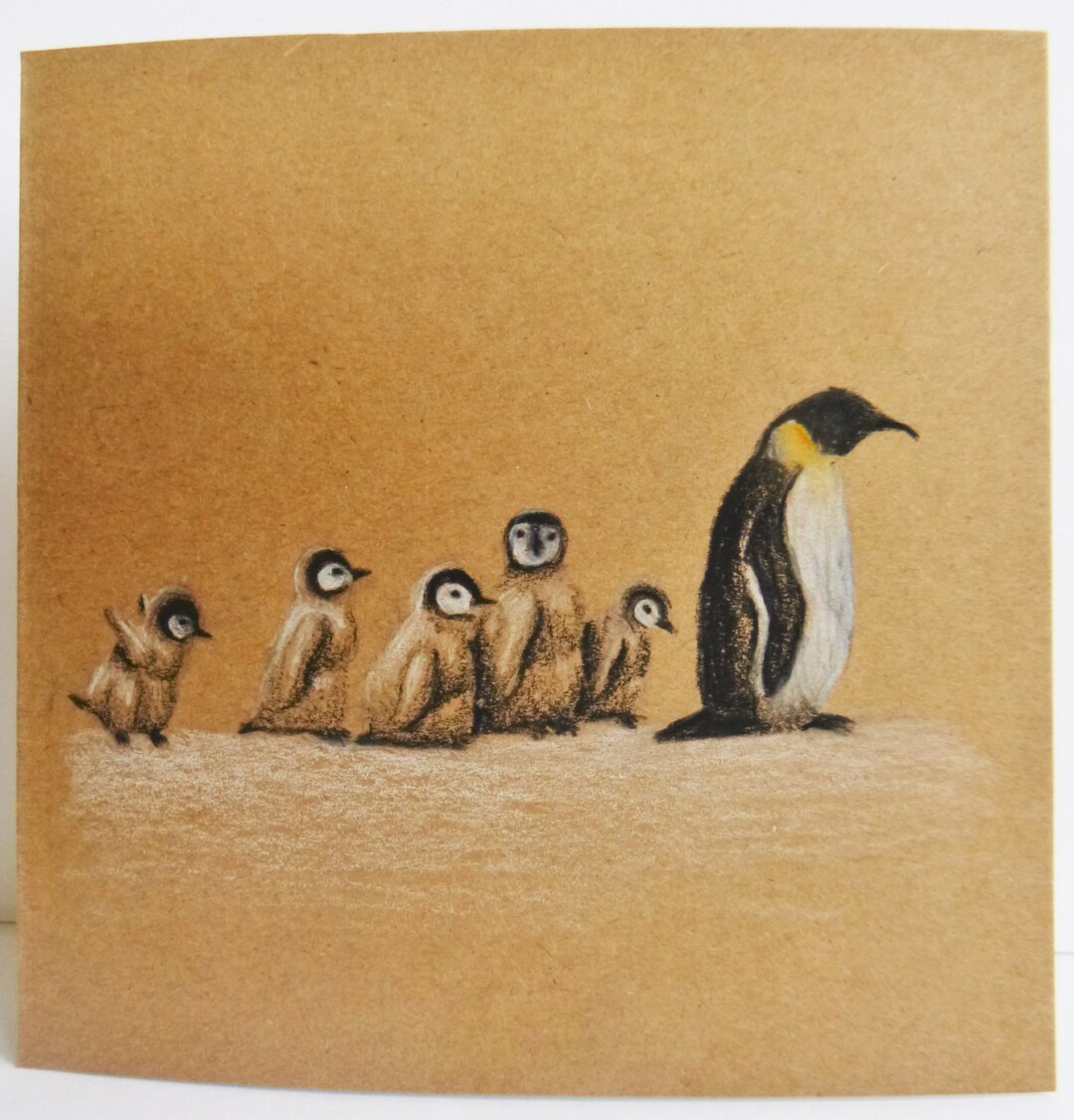 Penguin Hand Drawn Animal Card, for Christmas, Birthday, Note Cards ...