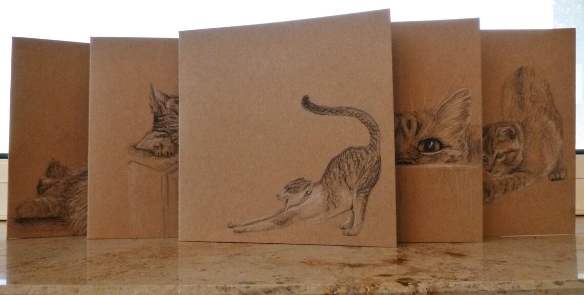 Cute Cat Card Hand Drawn Cat Birthday Card Hand Made Crazy - Etsy