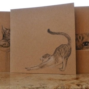 Cute Peeking Cat Card Hand Drawn Cat Birthday Card Hand Made - Etsy