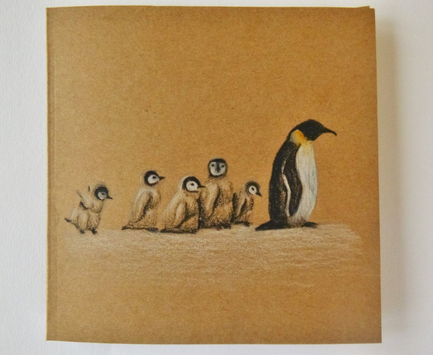 Penguin Hand Drawn Animal Card, for Christmas, Birthday, Note Cards ...