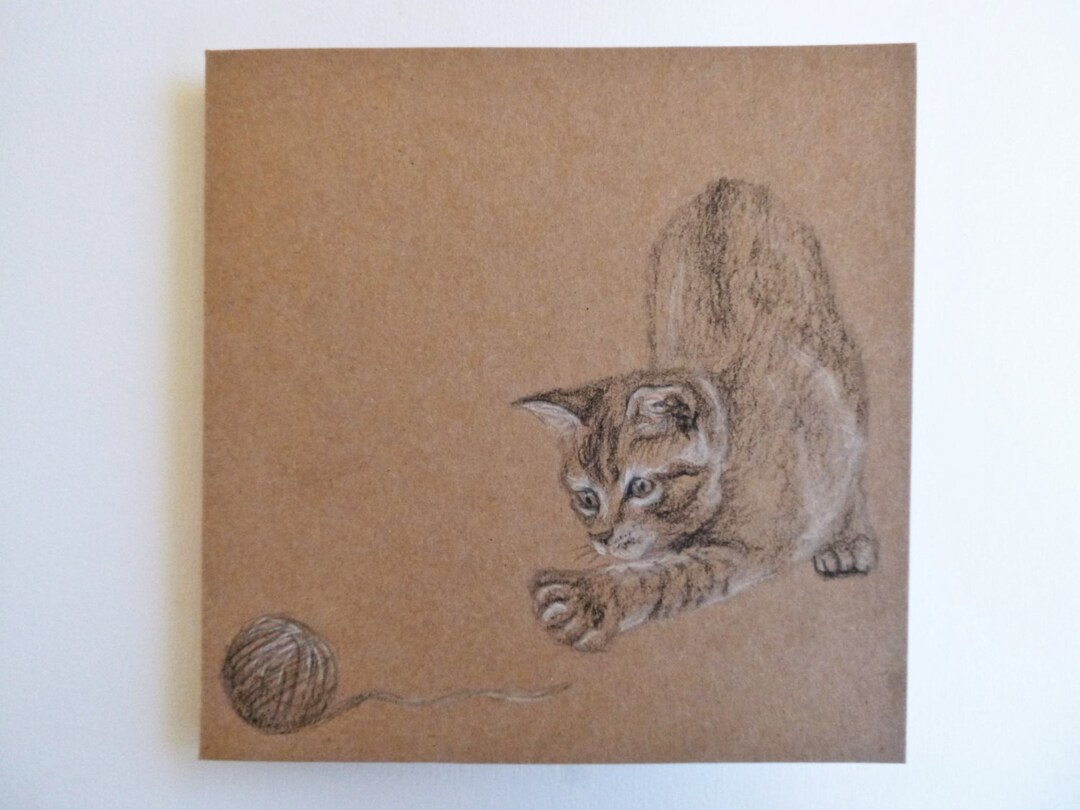 Cute Cat Card, Hand Drawn Cat Birthday Card, Hand Made Crazy Cat Lady ...