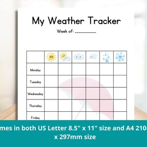 Weather Tracker Bundle Kids Printable Week Month Year PDF Planner ...