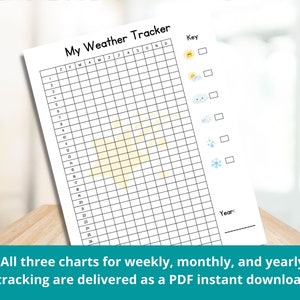 Weather Tracker Bundle Kids Printable Week Month Year PDF Planner ...