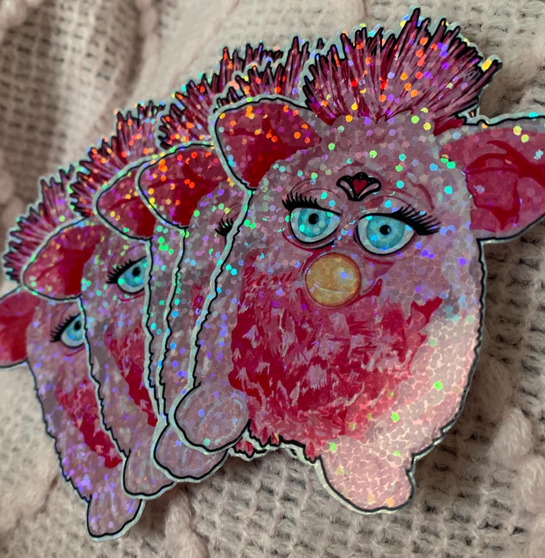 Just a FURBY Girl Vinyl Sticker ~ Holographic Sticker Water Resistant ...