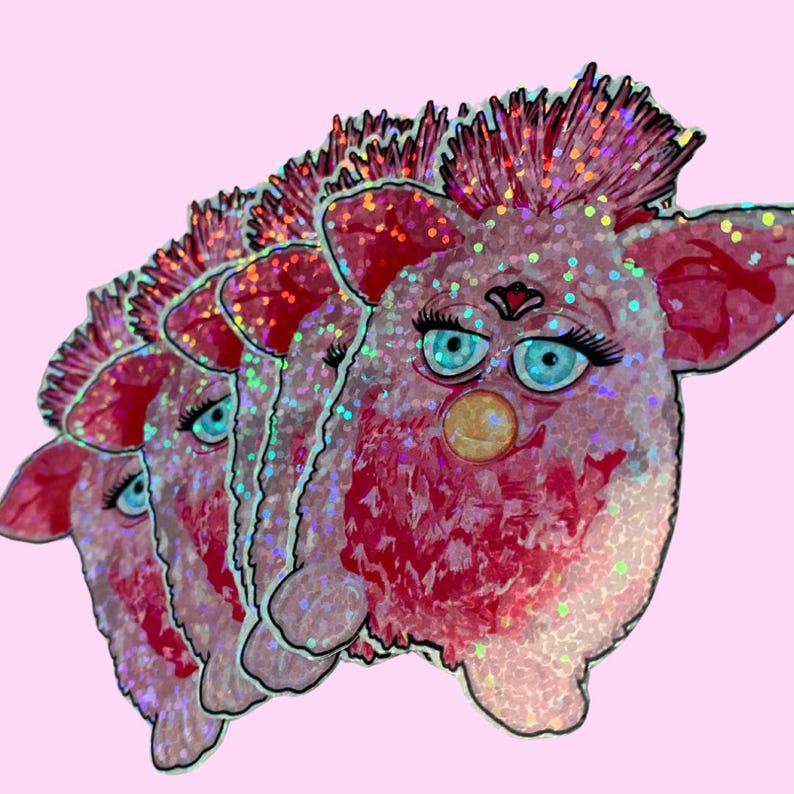 Just a FURBY Girl Vinyl Sticker ~ Holographic Sticker Water Resistant ...
