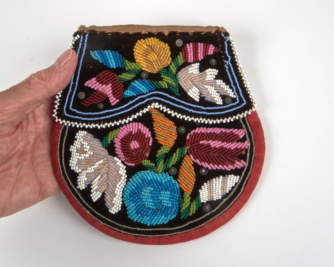 Antique Native American Iroquois Beaded Velvet Purse. - Etsy