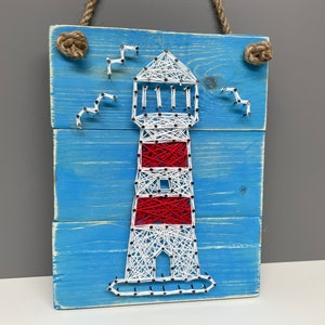 Lighthouse String Art Nautical Beach Seaside Pallet Wood Rope - Etsy