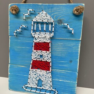 Lighthouse String Art Nautical Beach Seaside Pallet Wood Rope - Etsy
