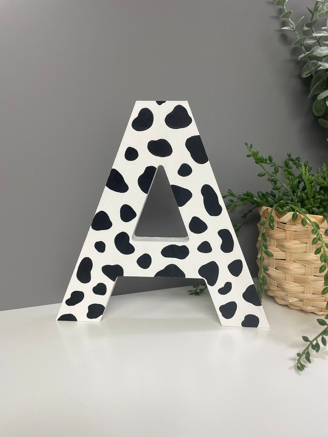 Spotty Painted Wooden Letters and Numbers Freestanding Personalised ...