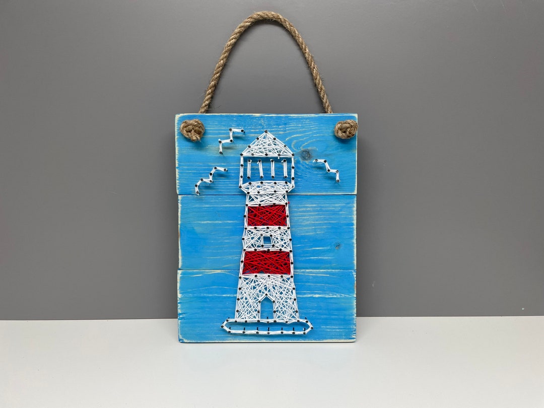 Lighthouse String Art Nautical Beach Seaside Pallet Wood Rope - Etsy