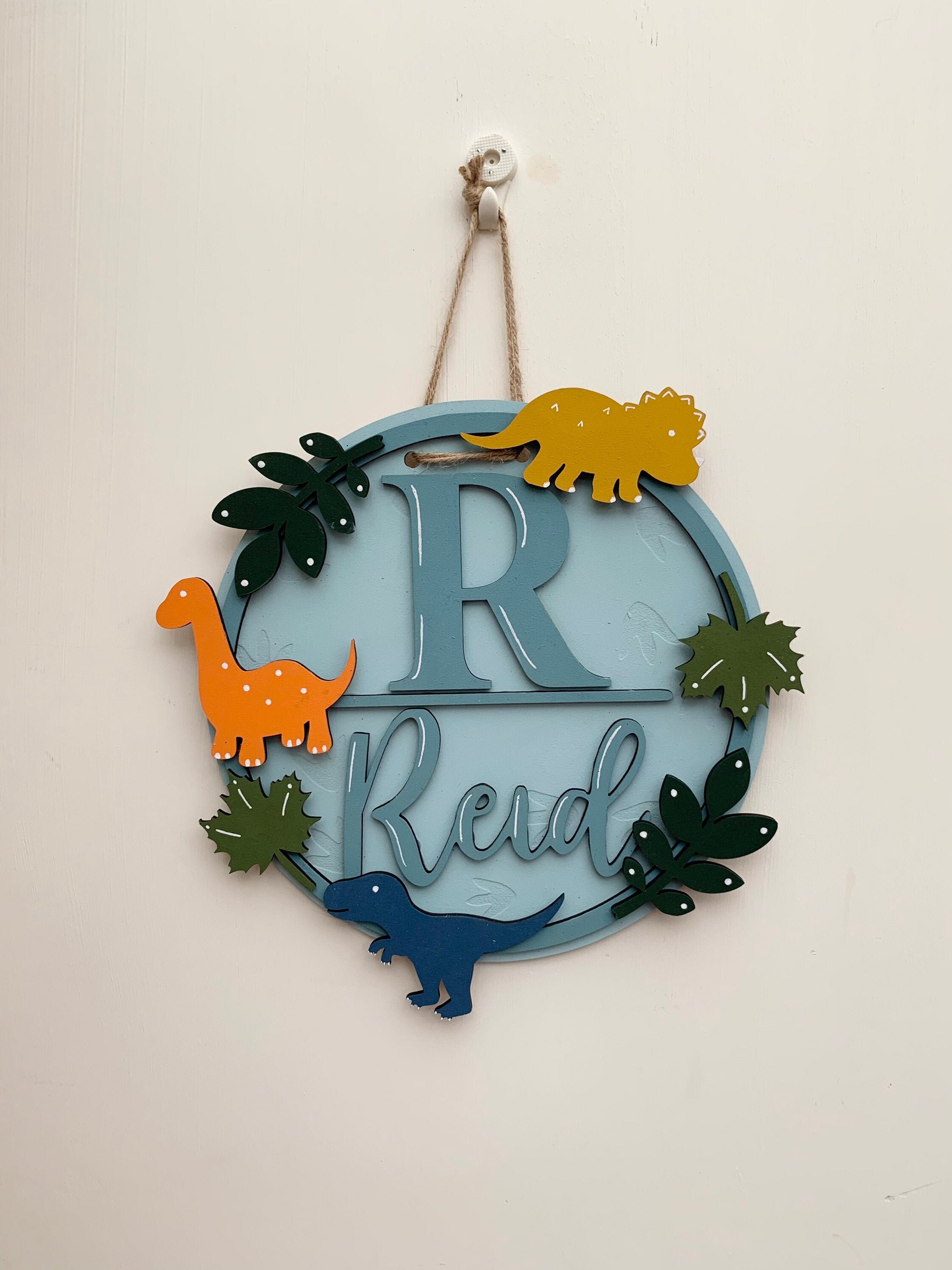 Buy Dinosaur Name Plaque Dino Door Sign Wooden Plaque Wall Online in ...