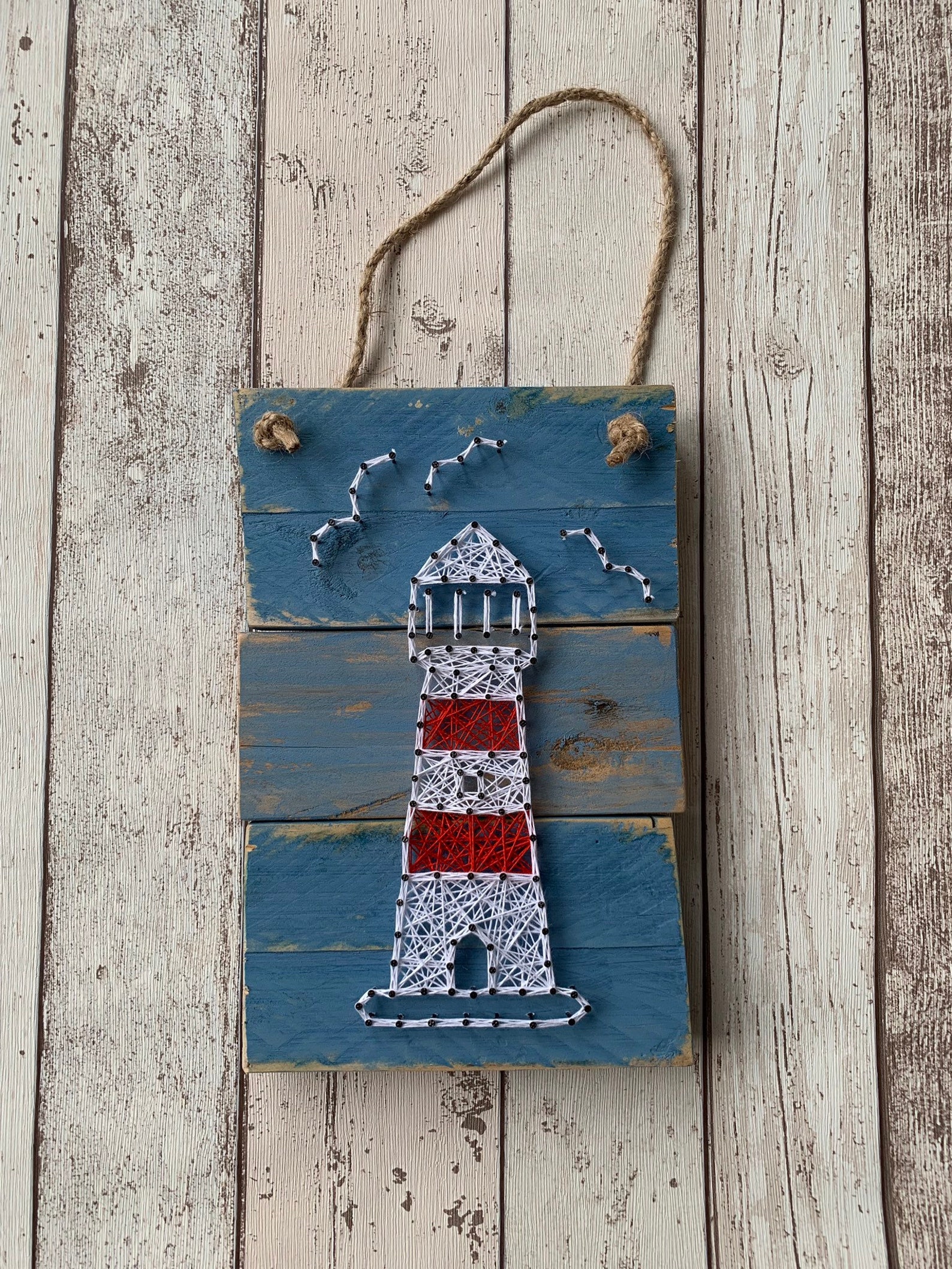 Lighthouse String Art Nautical Beach Seaside Pallet | Etsy