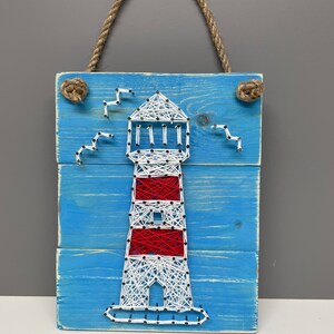 Lighthouse String Art Nautical Beach Seaside Pallet Wood Rope - Etsy