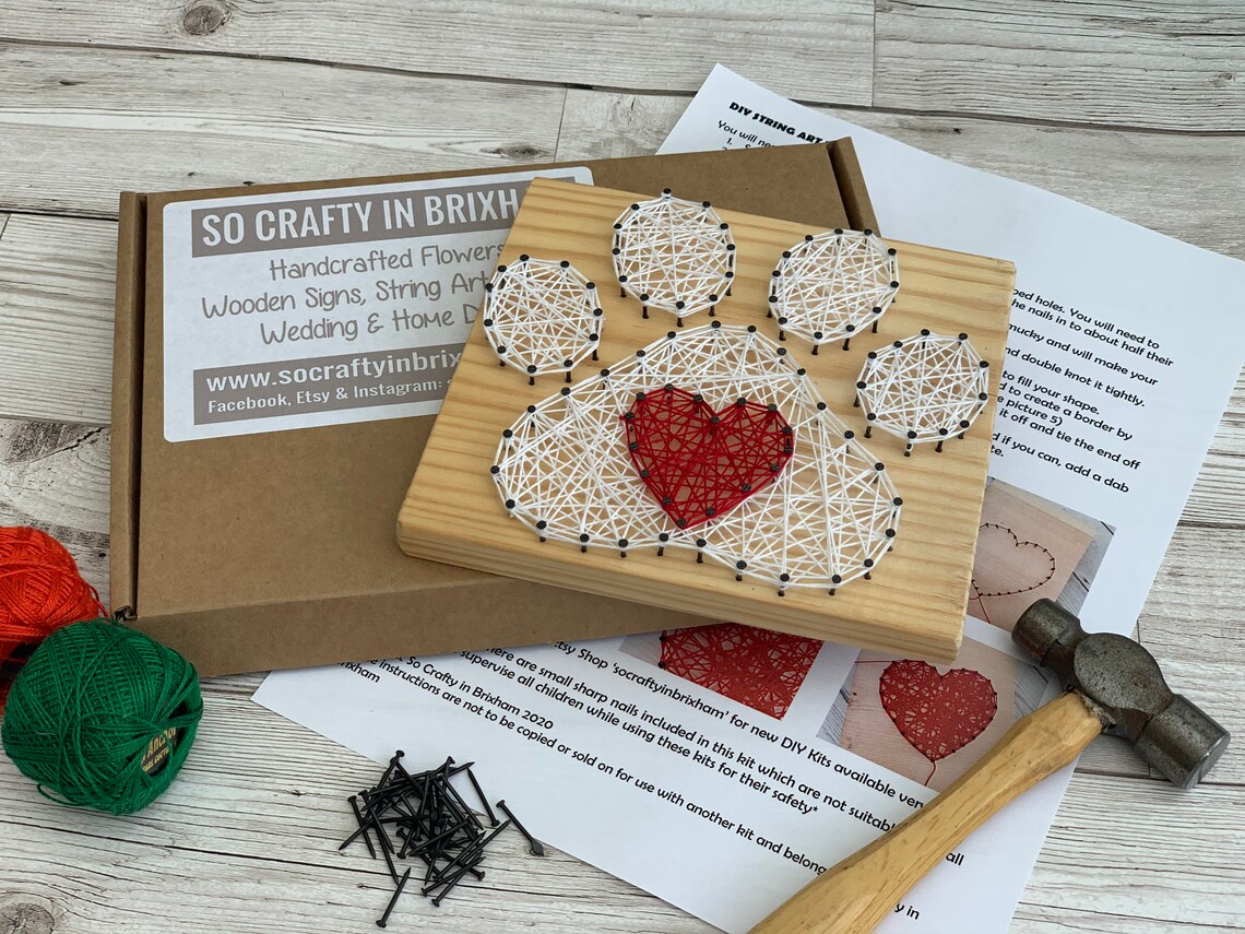 Paw Print String Art Kit String Art Do It Yourself Paw | Etsy UK