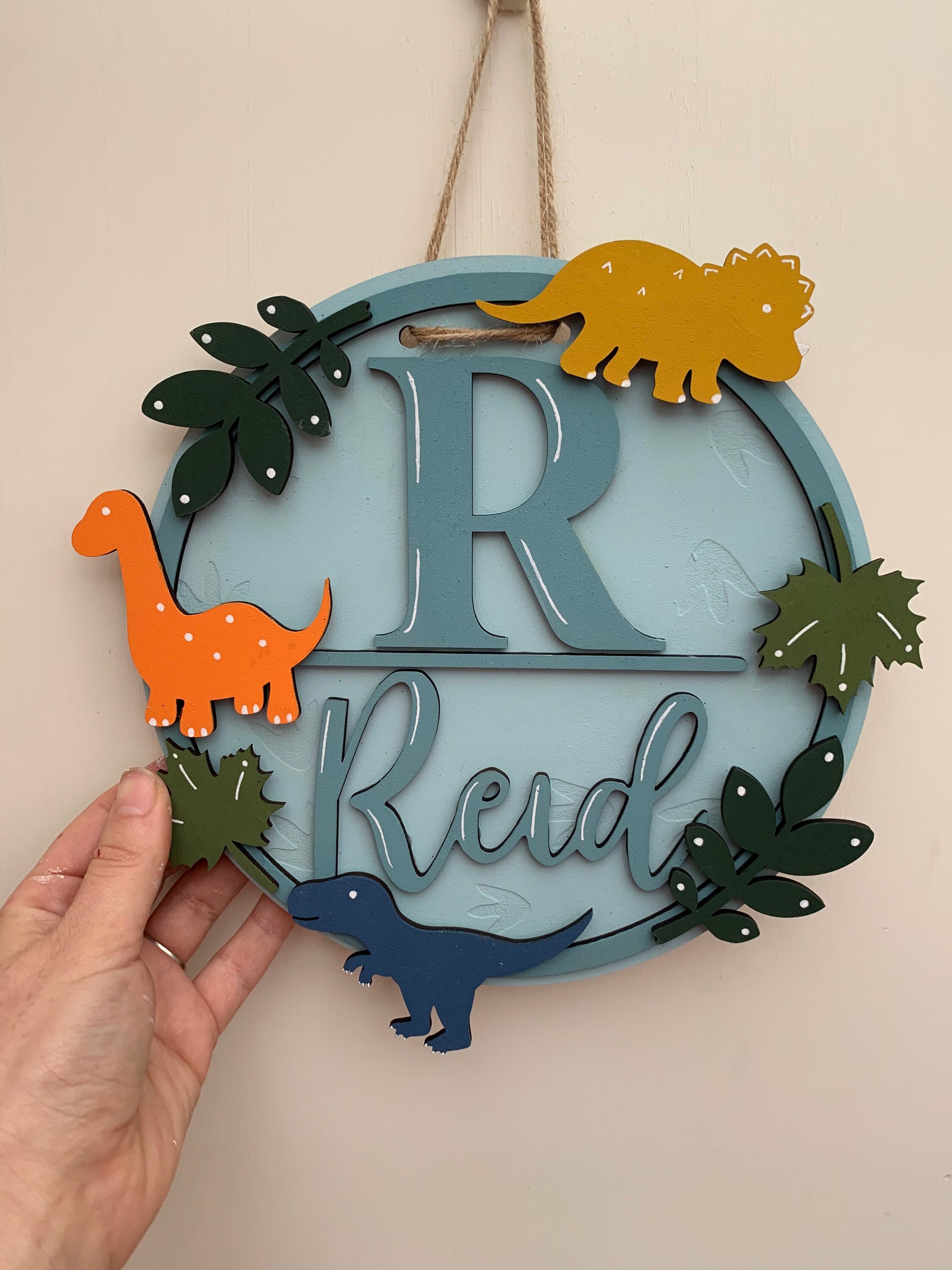Dinosaur name plaque Dino door sign wooden plaque wall | Etsy