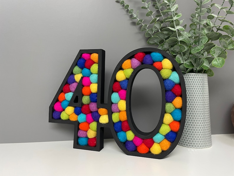 Pom Pom Filled Numbers, Birthday, Celebration Decor, Party Decor, Big ...