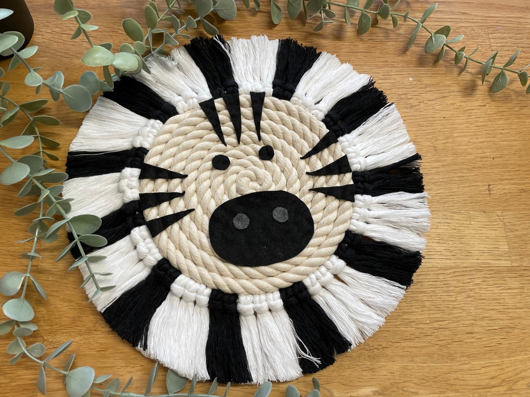 Zebara Macrame Rope Animal Wall Hanging - Nursery Decor - Jungle ...