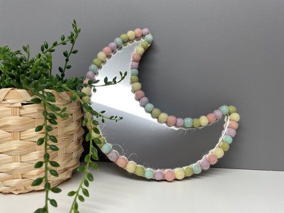 Moon Pom Pom Mirror Scandi Nursery Decor Childrens Bedroom - Etsy