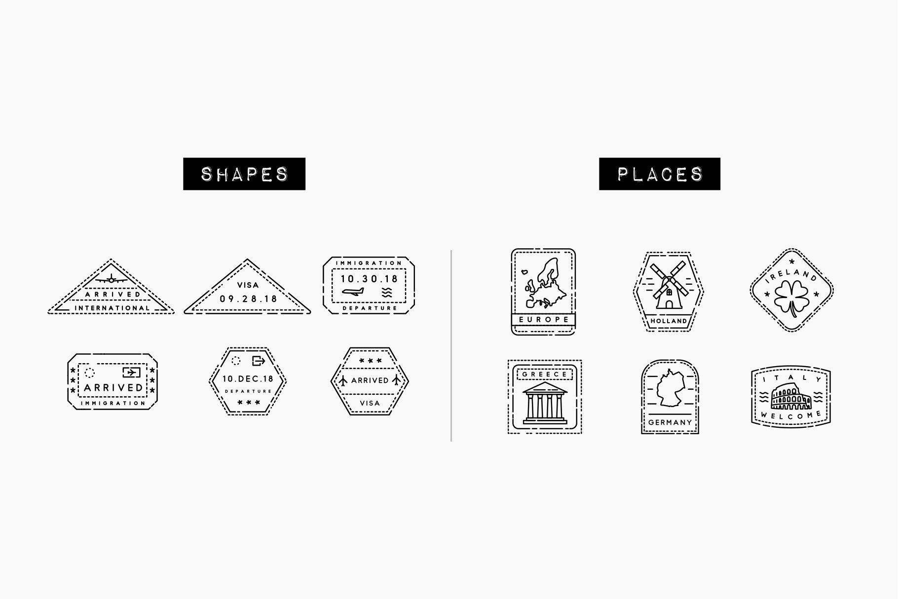 Travel Icons Passport Stamp Icons Travel Clipart SVG - Etsy Canada