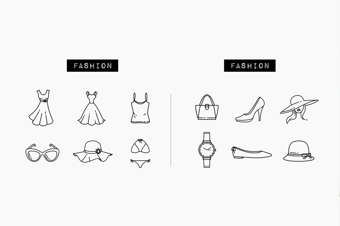 Feminine Icons Vector Feminine Clipart Style Fashion Icons - Etsy