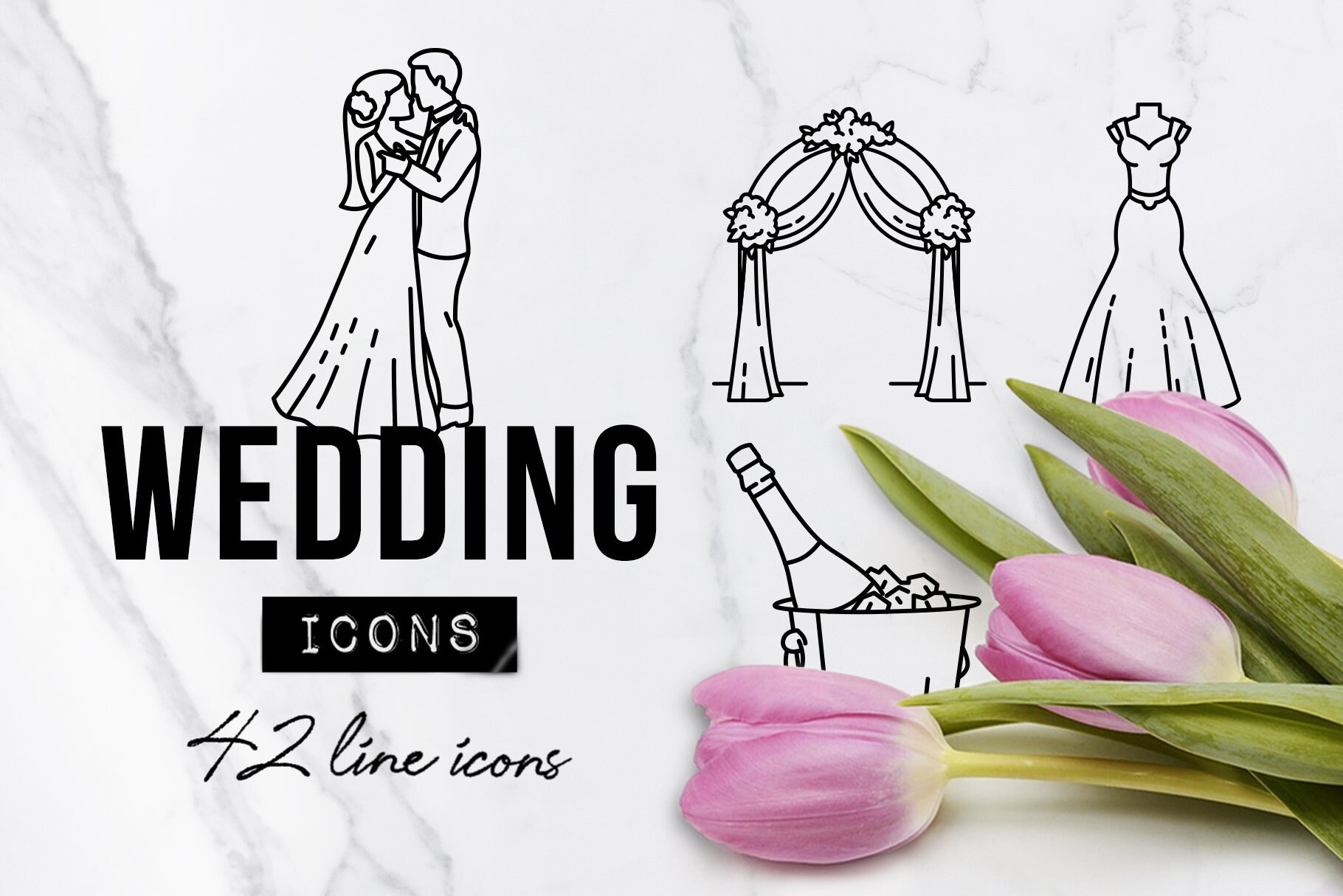 Wedding Icons, Wedding Icons Clipart, Wedding Symbols, Illustrations ...