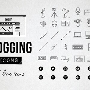 Blog Icons, Blogging Icons Clipart, Blog Symbols, Blogger, Social Media ...