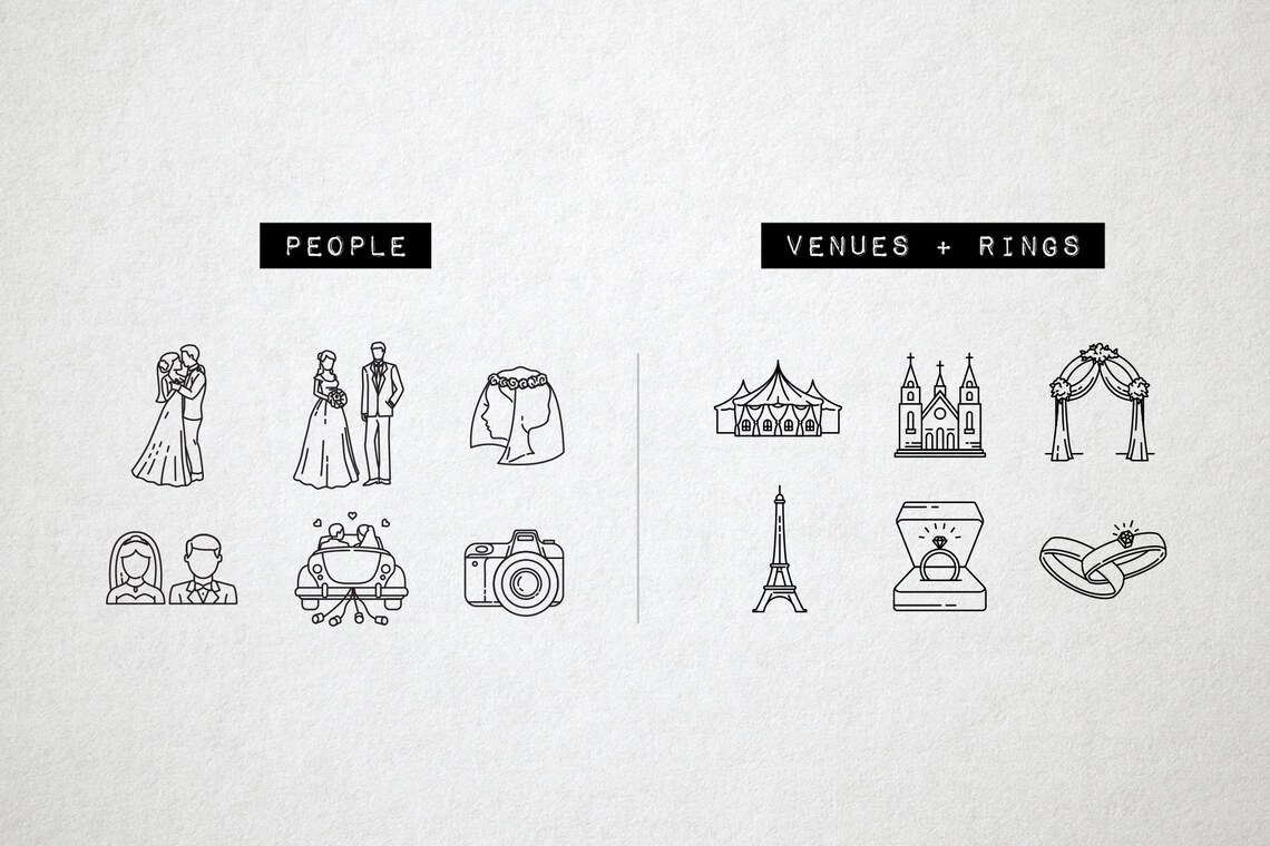 Wedding Icons Wedding Icons Clipart Wedding Symbols - Etsy