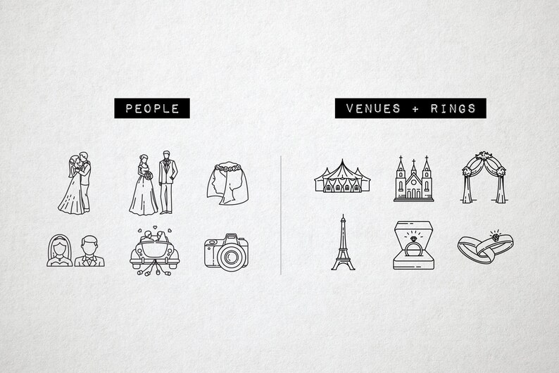 Wedding Icons Wedding Icons Clipart Wedding Symbols - Etsy