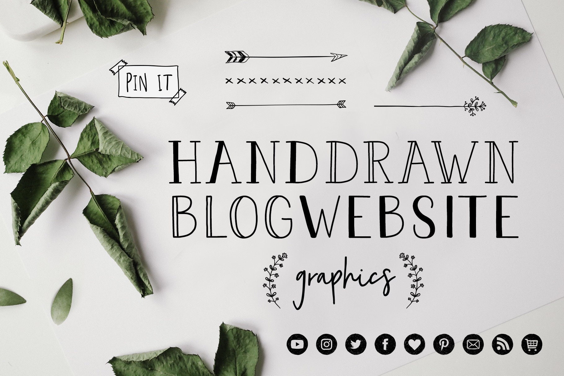Hand Drawn Website Branding Kit Website Graphics Blog - Etsy