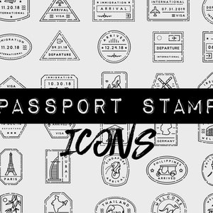 Travel Icons, Passport Stamp Icons, Travel Clipart, SVG, Travel Symbols ...