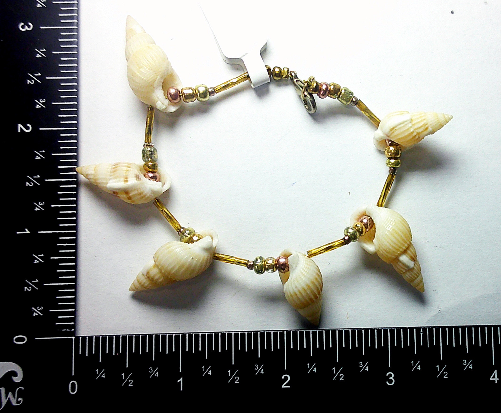 Seashell Beaded Bracelet With Gold Glass Seed Beads - Etsy