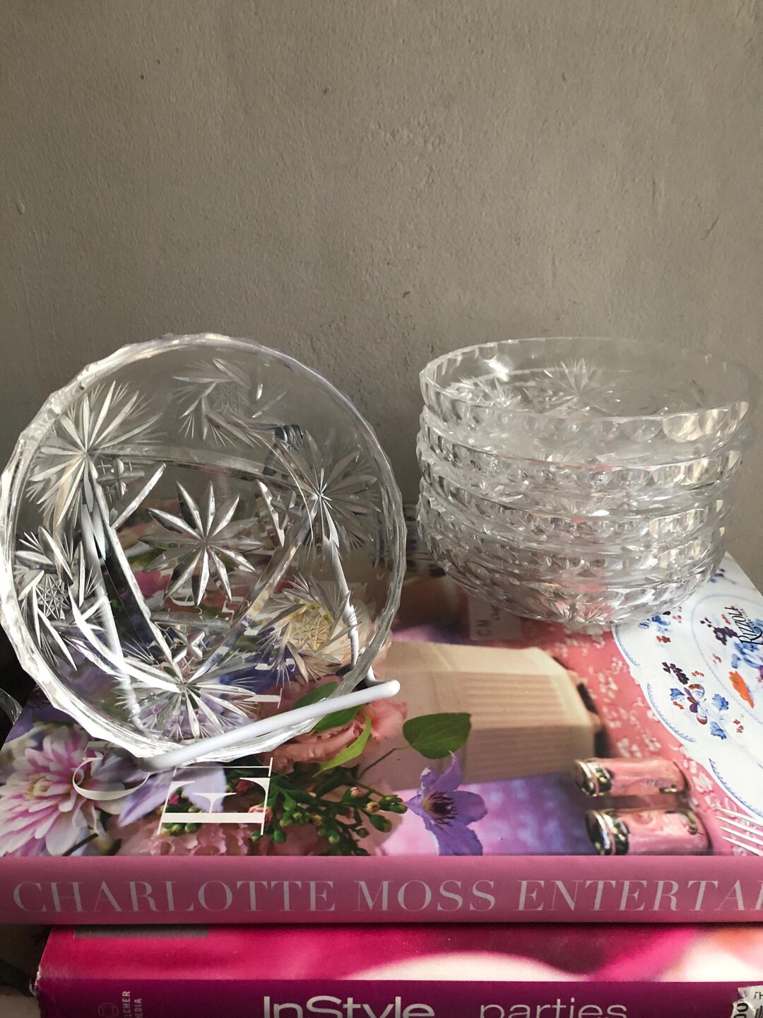 Set of 6 Vintage Crystal Salad / Side Dishes - American Brilliant ...