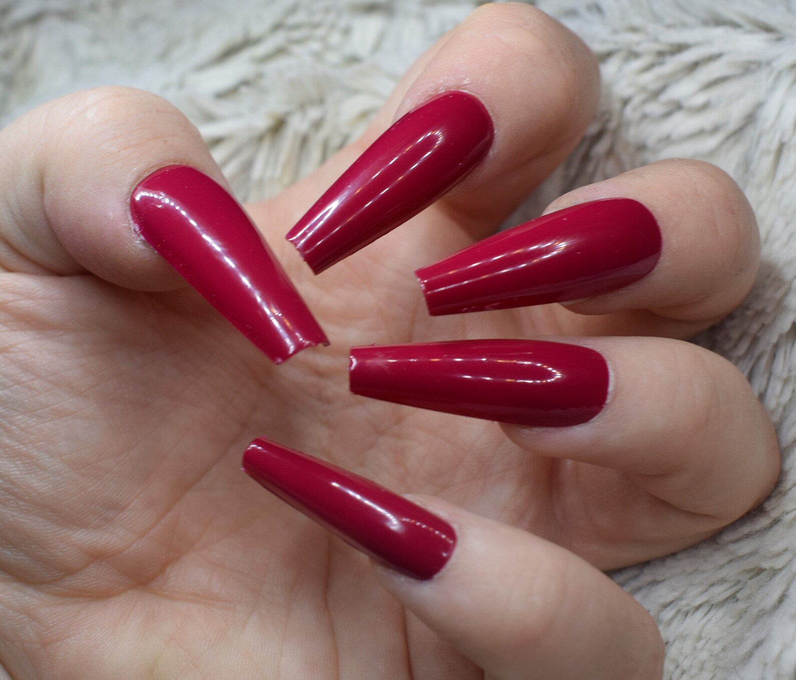 Raspberry Pink Fake Nails Extra Long Slim Coffin False Nails | Etsy