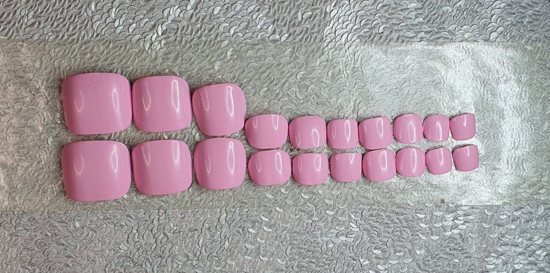 Baby Pink Satin Fake Toenails False Toenails Hand Painted - Etsy