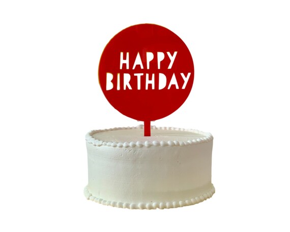 Bright Red Acrylic Happy Birthday Cake Topper by Literati Party | Catch ...