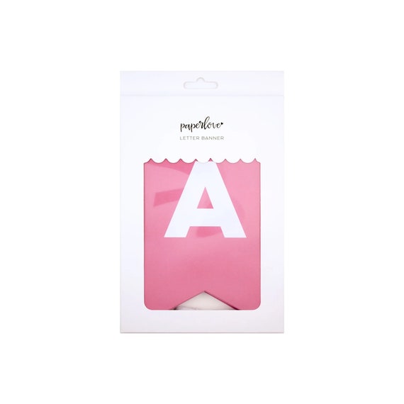 Letter Banner | Bubble Gum Pink pennant with white letters | Hanging ...
